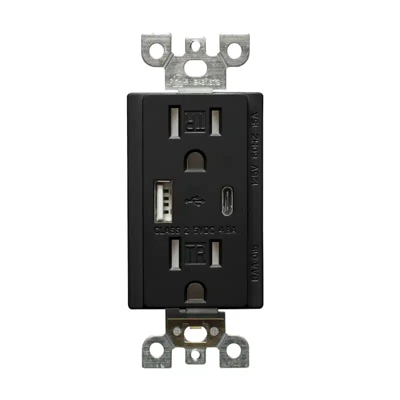 Votatec USB Charger & Duplex Receptacle (TR) TYPE A+C White/Black ...
