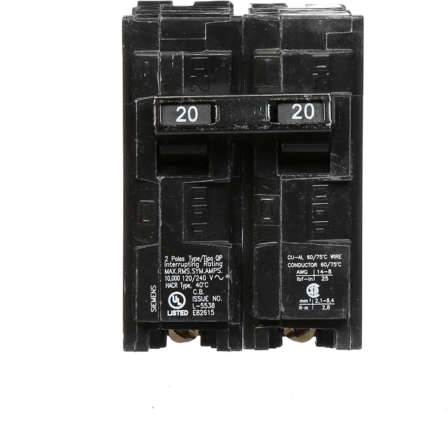SIEMENS Q220 20-Amp Double Pole Type QP Circuit Breaker — Consavvy ...